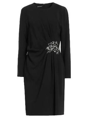 Emporio Armani Embellished Crepe Midi Dress - Black
