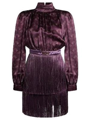 Elisabetta Franchi Mini Dress Plum Silk, Acetate, Viscose, Polyester - Purple
