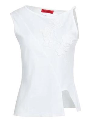 Max & Co. Sleeveless Jersey Top With Floral Appliqu - White