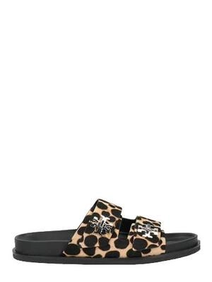 Tory Burch Leopard Print Calfskin Slides - Black