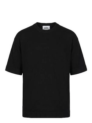 Alpha Studio Merino Wool Short Sleeve Sweater - Black