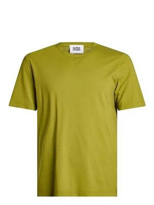Alpha Studio Man T-shirt Lime Green Size 40 Cotton, Elastane Green