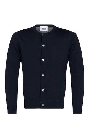Alpha Studio Merino Wool Cardigan - Navy