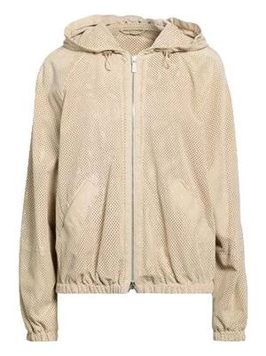 ELEVENTY Eleventy Sand Lambskin Perforated Hooded Jacket