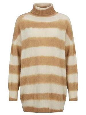 TWINSET Alpaca Wool Blend Turtleneck Mini Dress - Beige