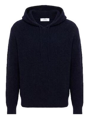 LARDINI Wool Blend Ribbed Knit Pullover - Blue