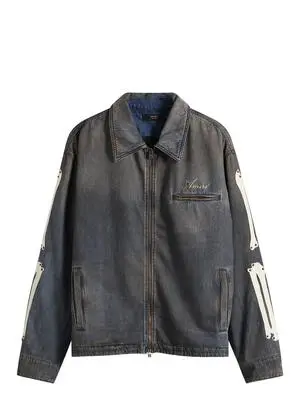 Amiri Lea Bones Denim Blouson Jacket - Dark Dust