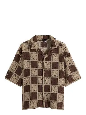 Amiri Ma Check Lace Camp Shirt - Earth