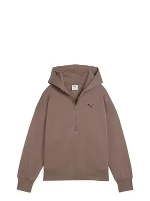 PUMA Essentials Half-zip Fleece Hoodie - Brown