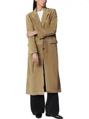 ARMA Alissa Single-Breasted Suede Coat Beige