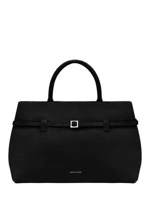 Manu Atelier Le Cambon 35 Suede Top-handle Bag - Black