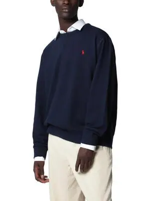 Polo Ralph Lauren Navy Cotton-blend Crewneck Sweatshirt - Blue