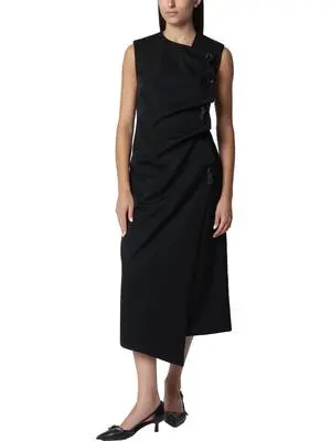 Bottega Veneta Sleeveless Wool Midi Dress - Black