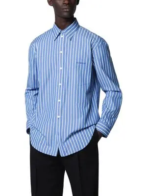 Balenciaga Striped Cotton Shirt - Light Blue