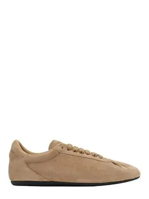 Dolce & Gabbana Soft Ballet Sneakers In Split Calfskin Leather - Beige