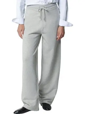 AMI Paris Heather Cotton Jogger Pants With De Coeur Embroidery - Grey
