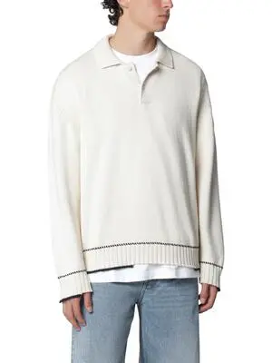 GOLDEN GOOSE Polo Rindley With Logo Print In Cotton Blend, Heritage - White