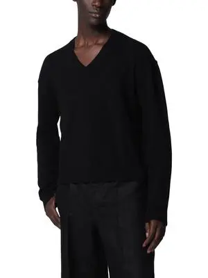 Rick Owens V-neck Sweater In Wool And Cashmere - Black