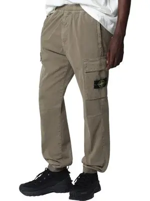 STONE ISLAND Stone Island Military Green Cotton Cargo Joggers