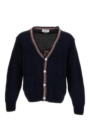 Thom Browne Donegal Yarn Hector Patchwork Cardigan - Blu