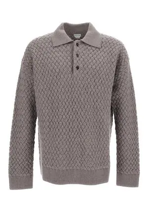 Bottega Veneta Wool-knit Polo Pullover - Grey