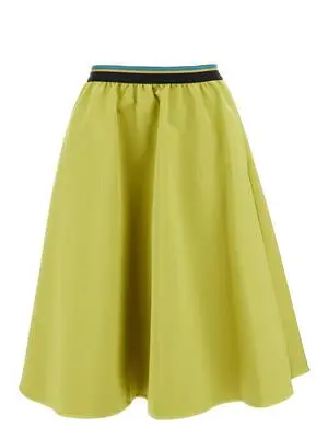 Plan C Flared Duchesse Satin Skirt - Verde