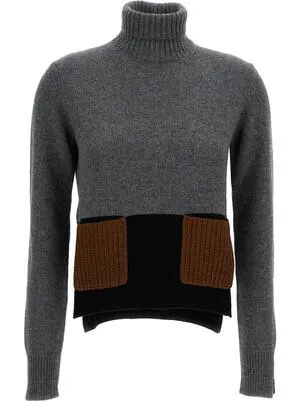 Plan C Maglia Dolcevita Con Tasche - Multicolore