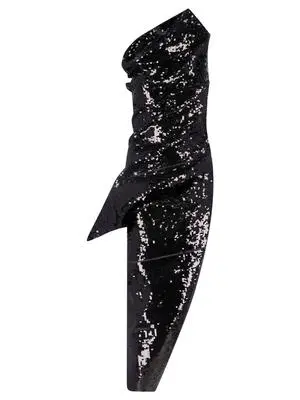 Rick Owens Sequined One-shoulder Midi Dress - Black