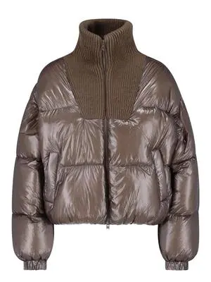 DIESEL® Down Jacket "w-warrior" With High Collar And Logo Embroidery - Brown