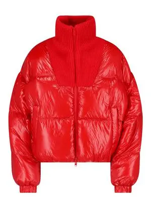 DIESEL® Down Jacket "w-warrior" With High Collar And Logo Embroidery - Red