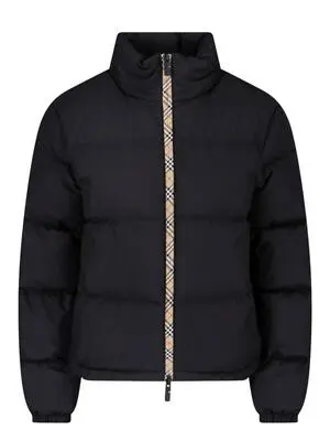 Burberry Burberry Down Jacket With Check Detail Black