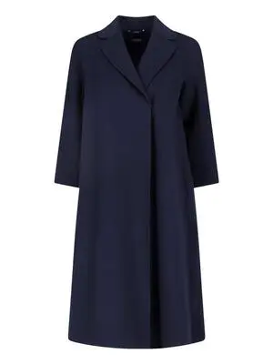 Max Mara Virgin Wool Drap Coat - Blue