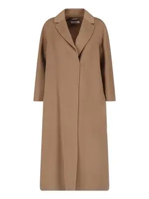 Max Mara Virgin Wool Drap Coat - Brown