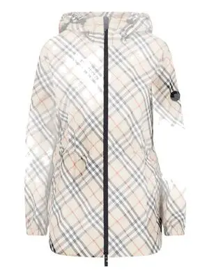 Burberry Whitstable" Technical Jacket With Check Pattern - Beige