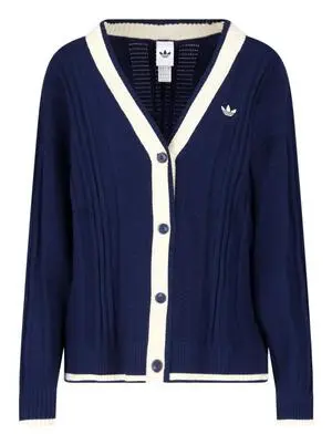 Adidas Adidas Knit Cardigan With Trefoil Logo Blue