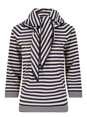 Max Mara Max Mara Viscose Yarn Striped Sweater With Removable Scarf Beige
