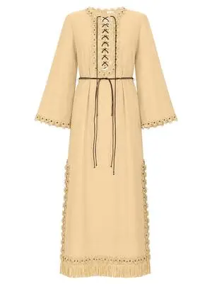 Zimmermann Mahon" Midi Dress - Beige