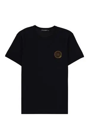 Dolce & Gabbana T-shirt In Cotone Con Patch - Black