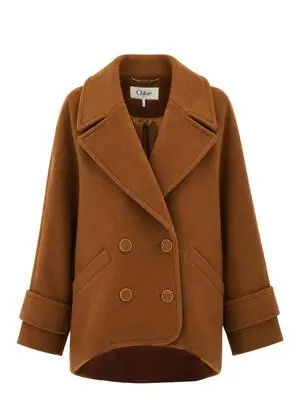 Chloé Double-breasted Wool Short Coat - Beige