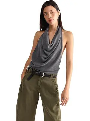 GEEL Vega Cowl Neck Top - Charcoal