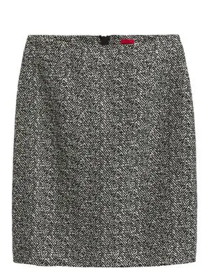 Hugo Slim-fit Pencil Skirt With Herringbone Pattern - Patterned