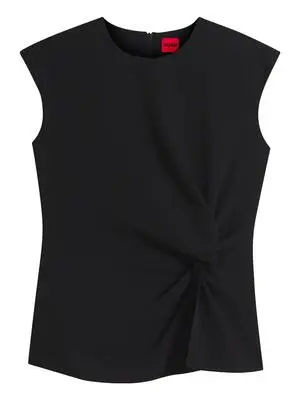 Hugo Crepe Top With Knotted Detail - Black