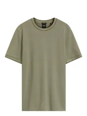 BOSS Regular-fit T-shirt In Structured Cotton With Tipping Details - Khaki