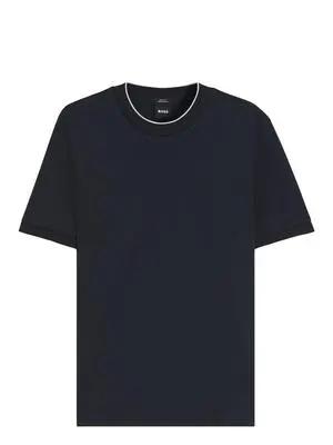 BOSS Slim-fit Cotton T-shirt With Crew Neck - Dark Blue