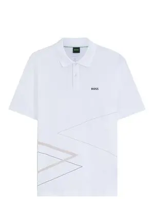BOSS Pima Cotton Polo Shirt With Placed Print - White