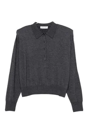 THE FRANKIE SHOP Croydon Wool Blend Polo Shirt - Grey
