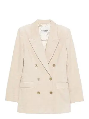 MARANT ETOILE Double-breasted Cotton And Linen Blazer - Beige