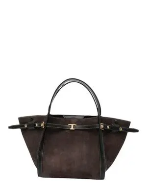 TOD'S T Timeless Small Leather Tote Bag - Brown
