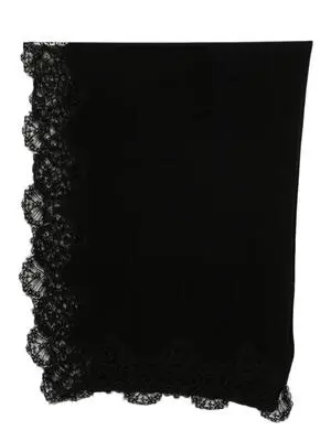 Ermanno Scervino Cashmere Stole With Lace Trim - Black