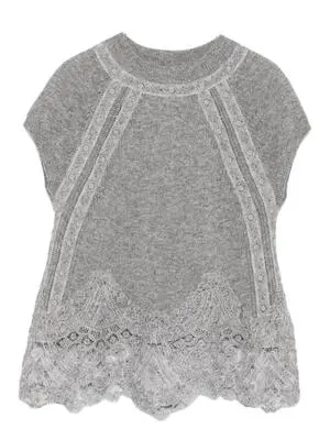 Ermanno Scervino Cashmere Lace Top - Grey